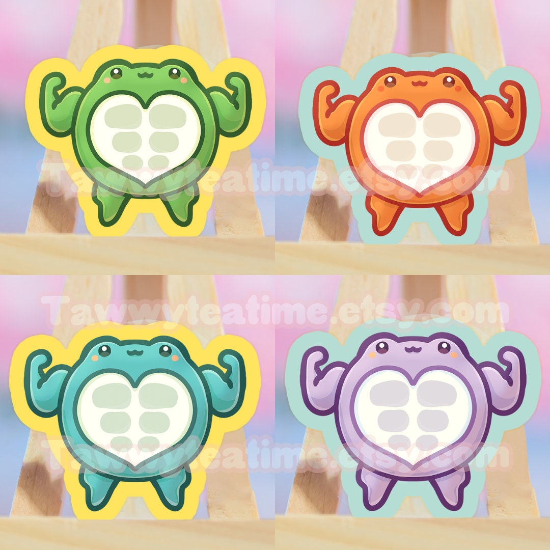 Cute Kawaii Sticker Gym Muscle Frog Froggy Froggie Frog Meme Sticker ...