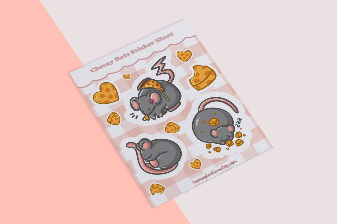 Cheezy Rats Sticker Sheet | Rat | Rat | Mouse | Cute Rats | Little Mice ...