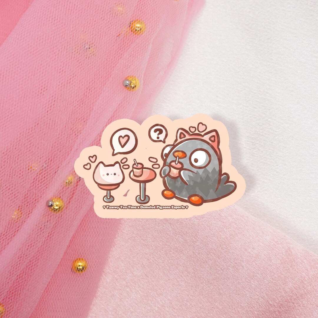 Cute Kawaii Holo Pigeon With Bubble Tea Friend Sticker Pigeon Pigeon ...