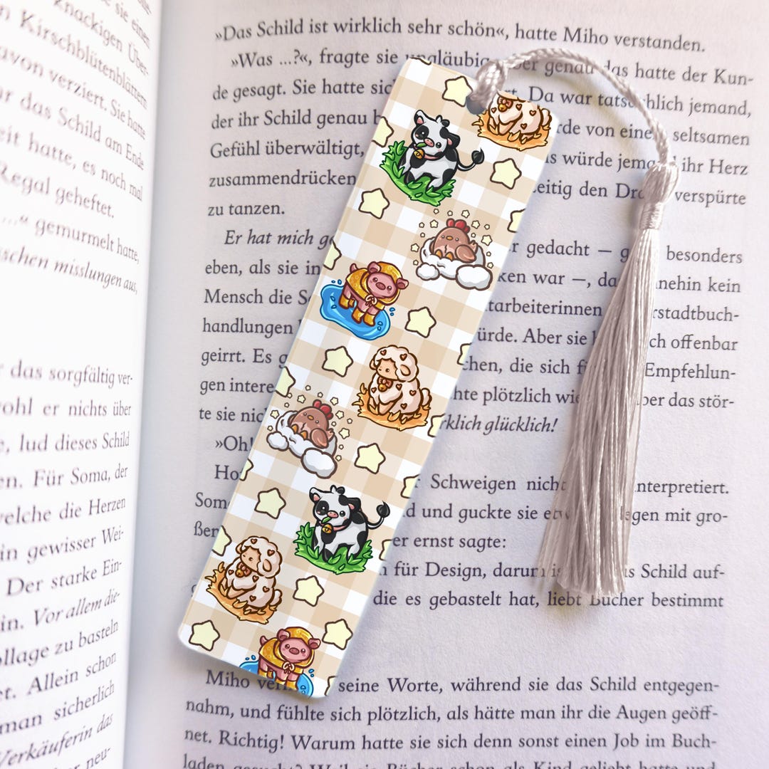 Kawaii Farm Animals Acrylic Bookmark | Cute Village Animals Vinyl ...