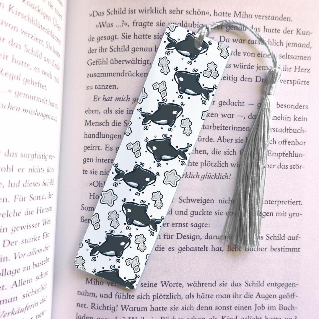 Kawaii Summer Orca Acrylic Bookmark | Cute Ocean Vinyl Bookmark | Sweet ...