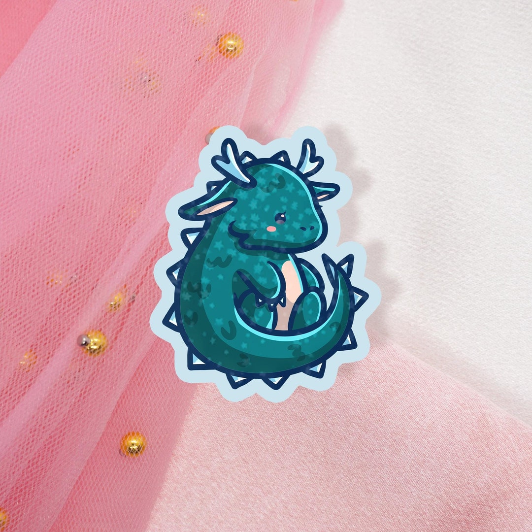 Cute Kawaii Holo Fantasy Ice Dragon Stickers | Ice Dragon | Fantasy Ice ...