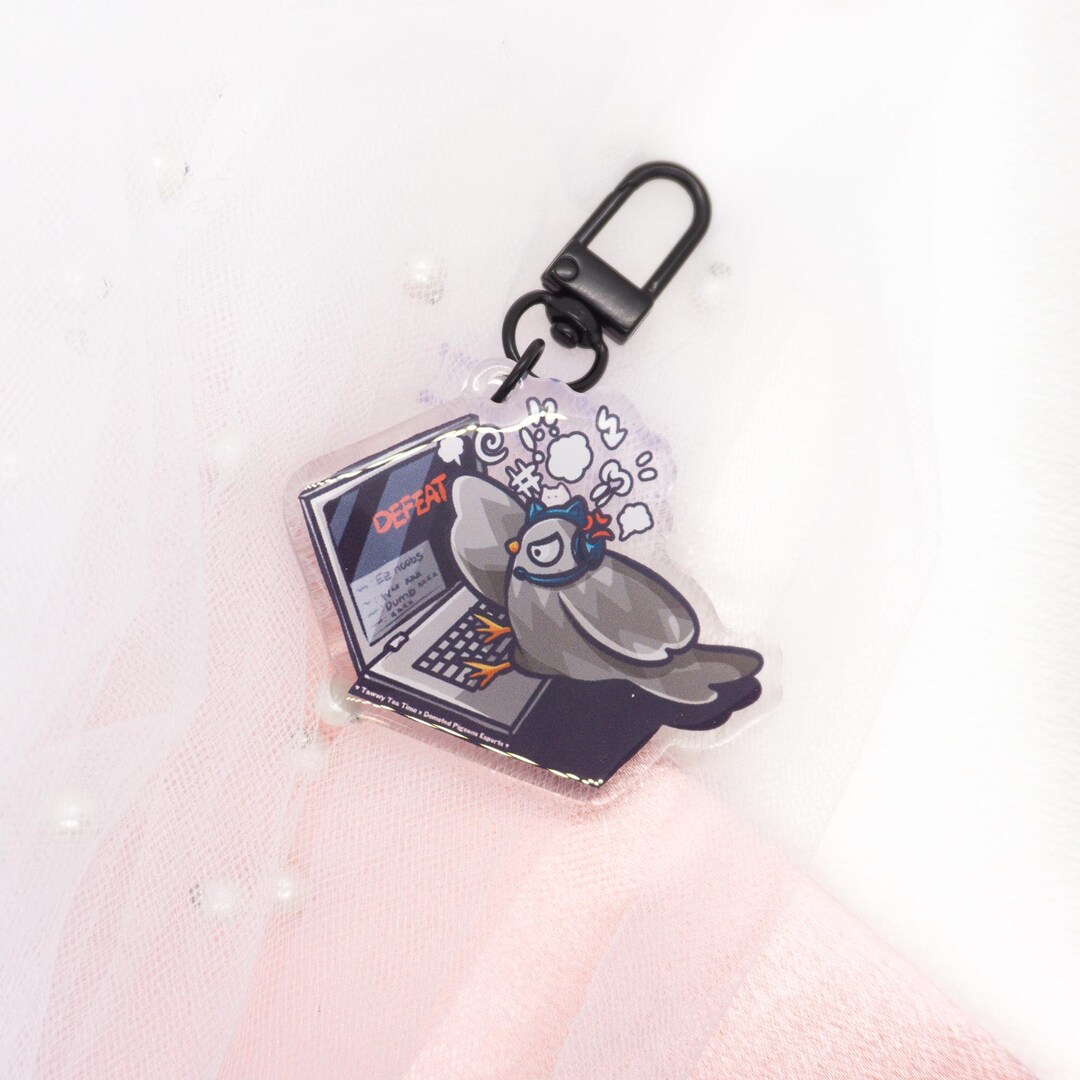 Kawaii Gaming Tilting Pigeon Keychain | Pigeons | Dove | Pigeon | Gamer ...