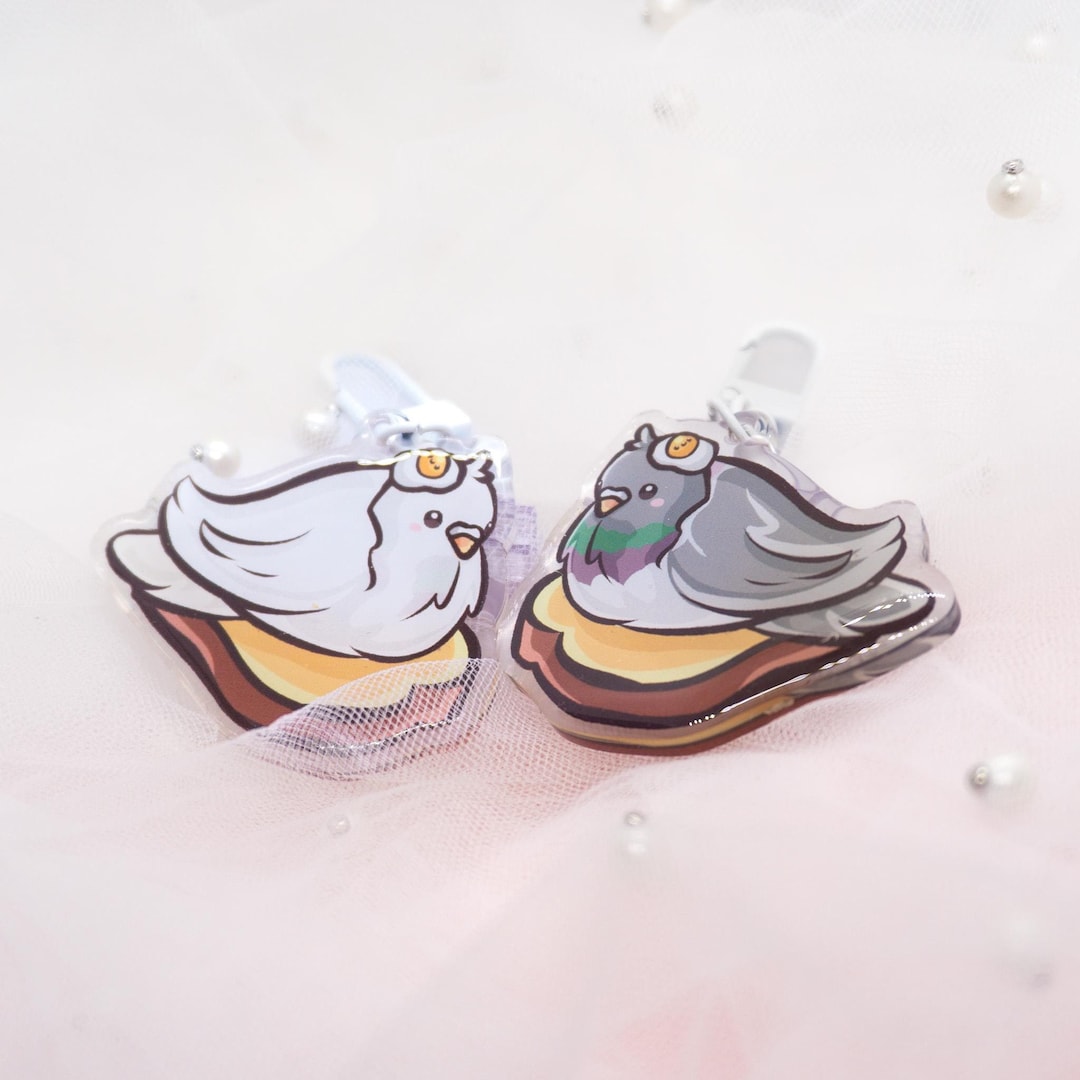 Cute Kawaii Breakfast Pigeon Keychain Charm | Toast Egg Pigeon | Toast ...