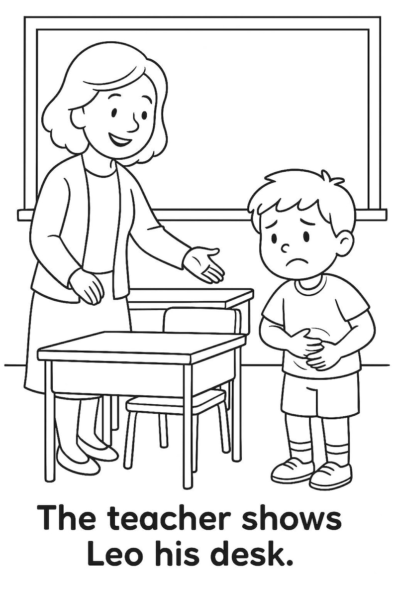Leo's First Day of School Coloring Book: Kids' Printable Story (digital ...