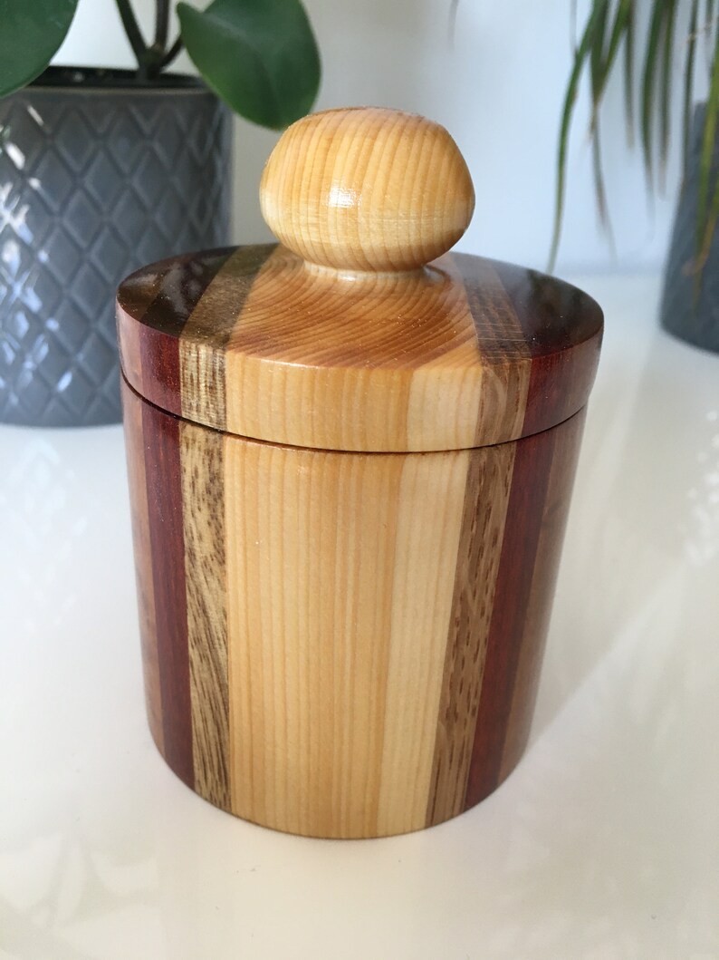 Small Round Wood Container With Lid - Etsy