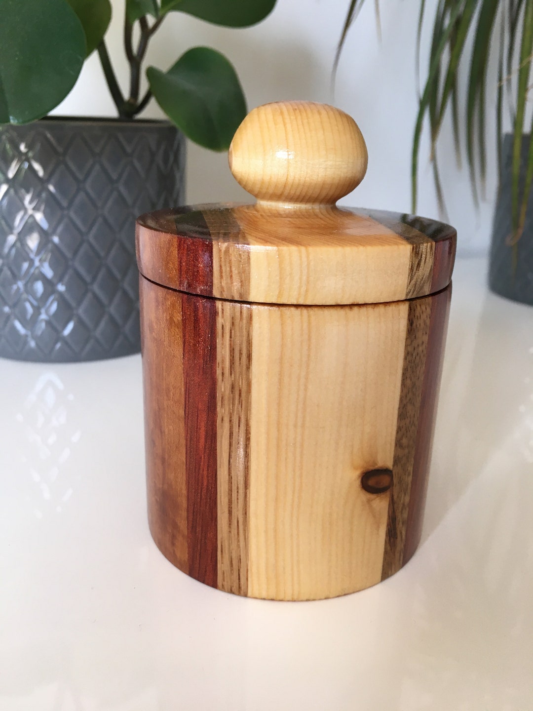 Small Round Wood Container With Lid - Etsy