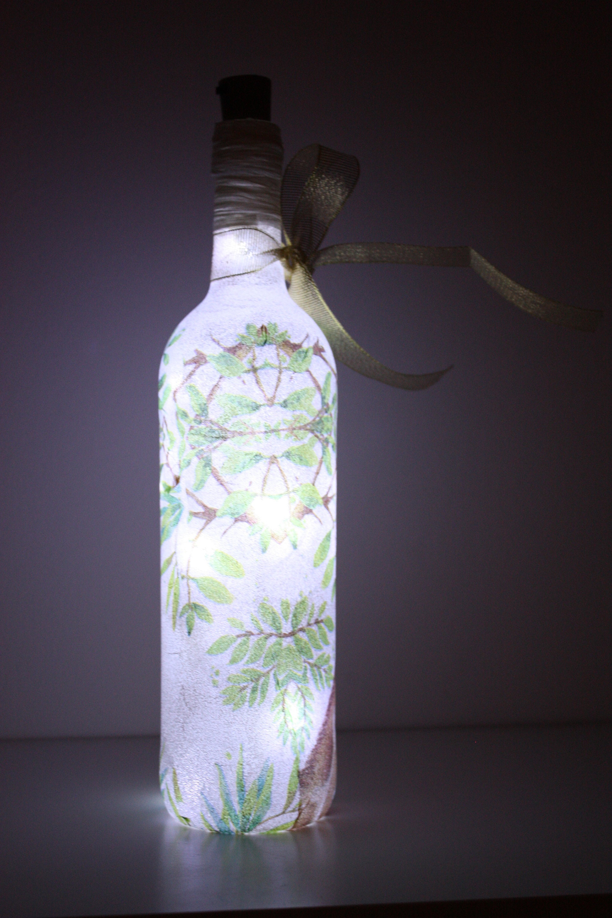 Giraffe Bottle Light, Decoupage Light up Bottle Lamp, Bottle Lamp, LED ...