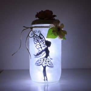 Personalised Fairy Night Light | Mood Lighting | Fairy Sitting in a Jar ...