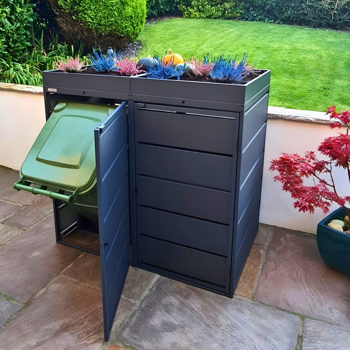 Premium Wheelie Bin Store With Green Roof Planter - 240L - Eden ...