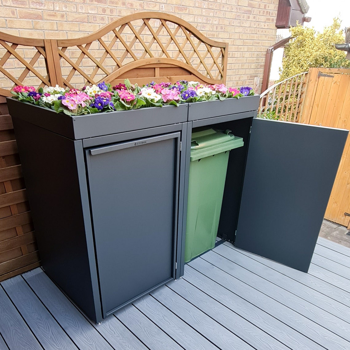 Premium Wheelie Bin Store With Green Roof Planter 240L - Etsy UK