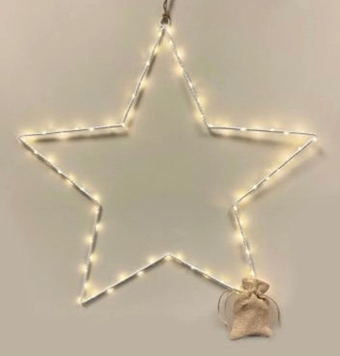 White Wire Star Warm Glowing LED Lights Star With Led - Etsy Canada