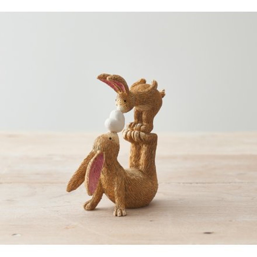 Resin Bunny and Baby Figure, Resin Bunny Decoration, Kissing Bunnies ...