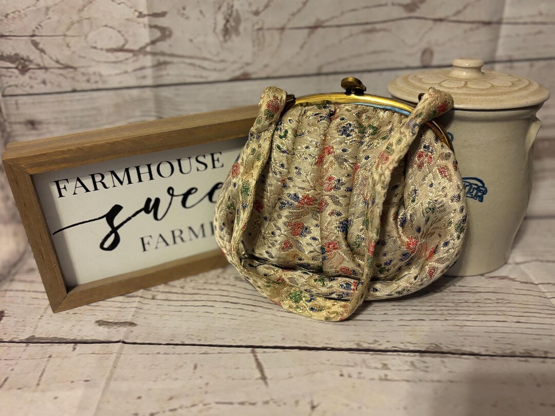 Vintage MM Gold Metallic Design Snap Shut Evening Handbag - Etsy