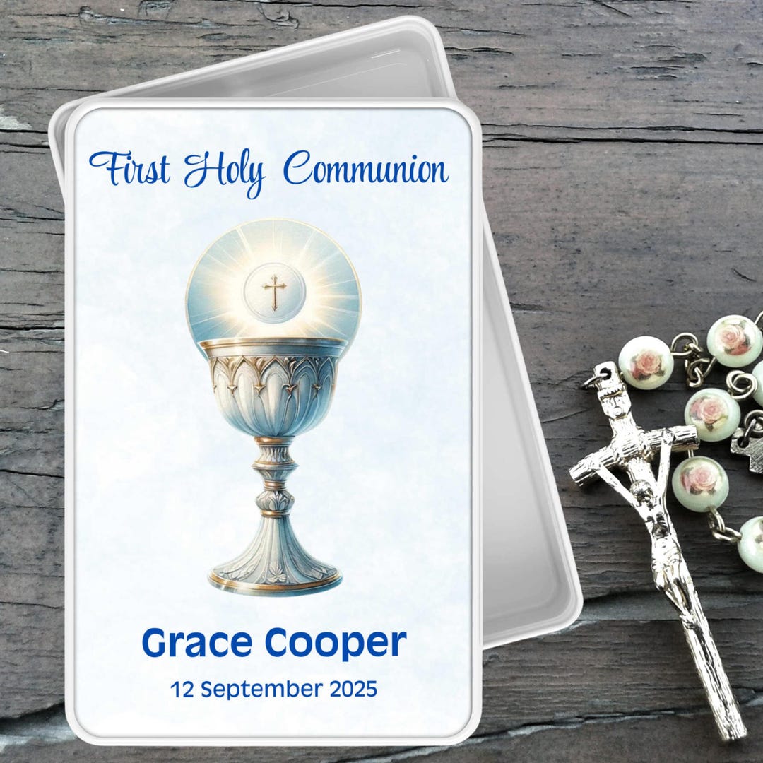 First Holy Communion Personalised Keepsake Tin, First Eucharist Custom ...