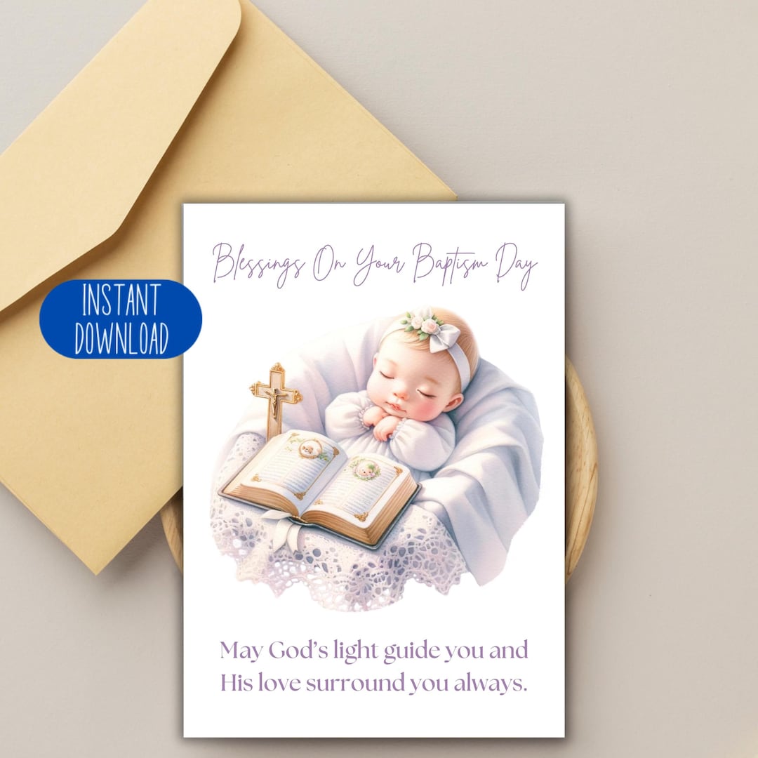 Printable Baptism Card, Catholic Baptism Card, Congratulations on Your ...