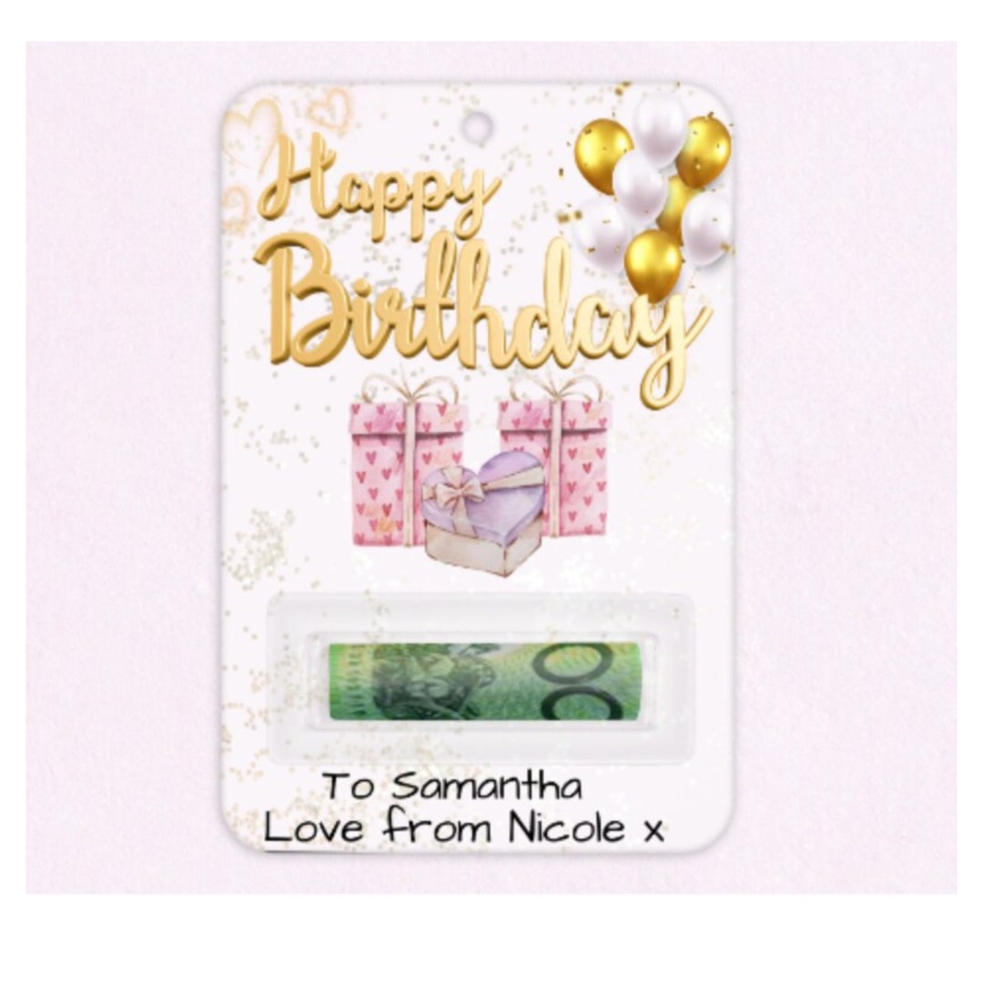 Personalised Happy Birthday Money Card for Her, Cash Gift Card With ...