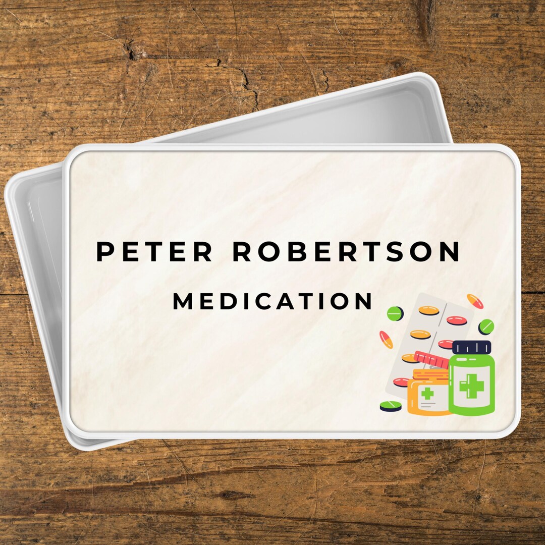 Personalised Medication Box, Metal Storage Tin for Medications, Visual ...