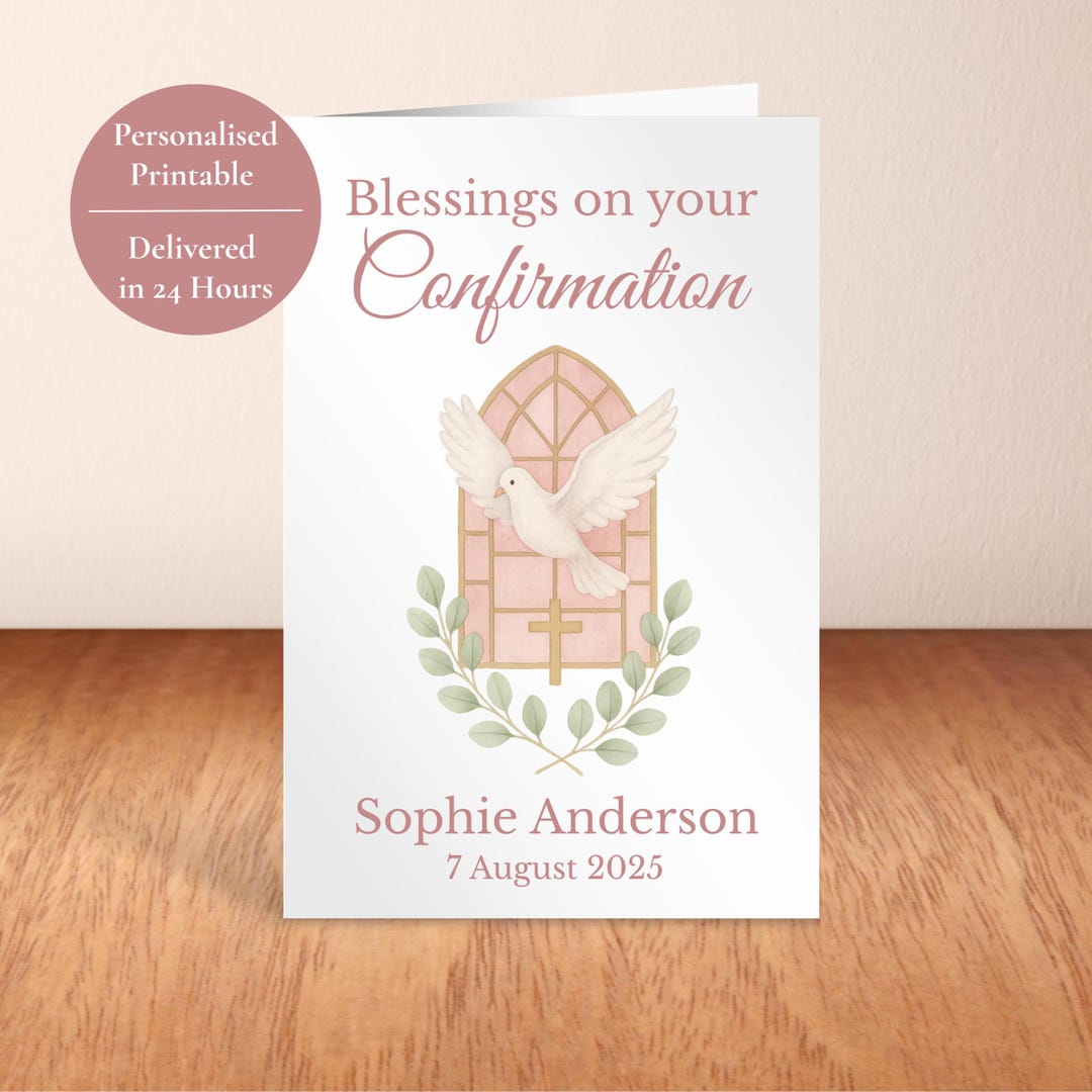 Personalised Confirmation Printable Card, Digital Download, Religious ...