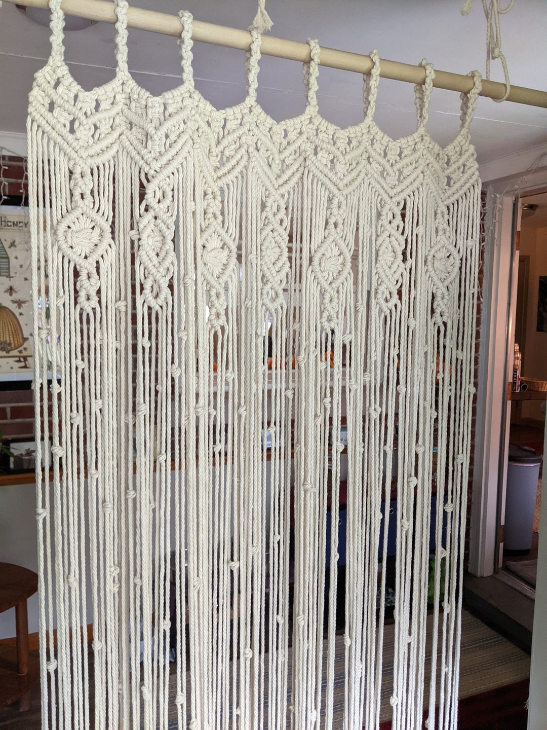 Doorway Curtain With Diamond Pattern and Barrel Knots - Etsy