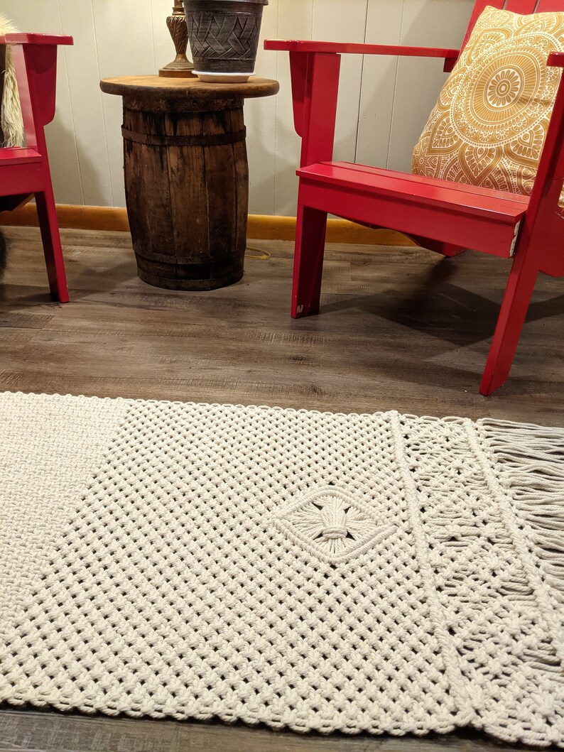 Bohemian Handmade Macrame Rug - Soft Cotton Rug - Etsy