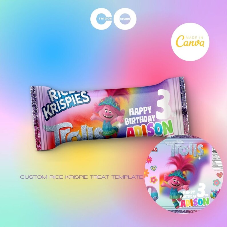 Trolls Party Favor Pack Template Custom Kid Party Favors Girls Birthday ...