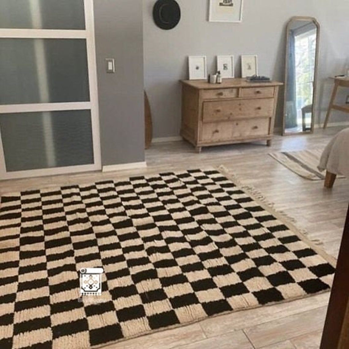 Black and White Checkered Rug, Checkered Area Rug Moroccan Berber ...