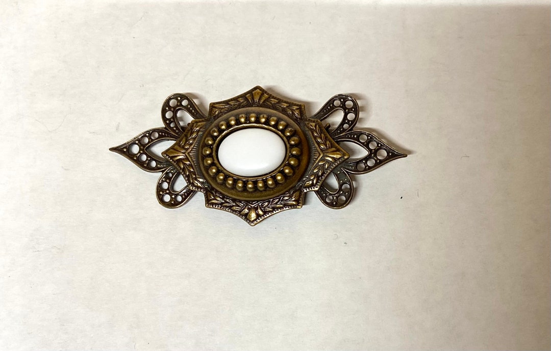 Antique Look Brass Pin/brooch - Multi-layer Brass Pin With a White ...