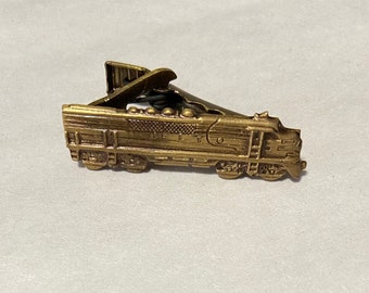 Brass Tie Bar, Cow Catcher Train Design Tie Clip, Locomotive Train ...