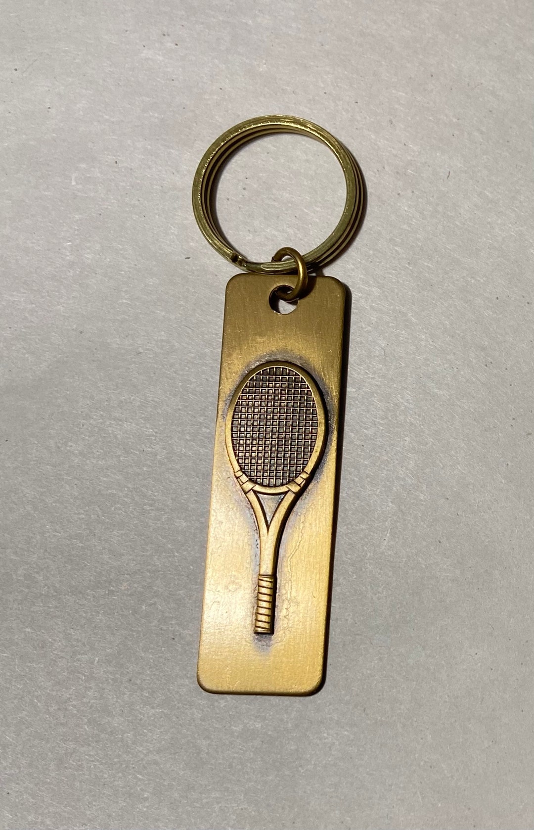 Tennis Racquet Design Brass Keyring, Key Fob, Key Holder- Large ...
