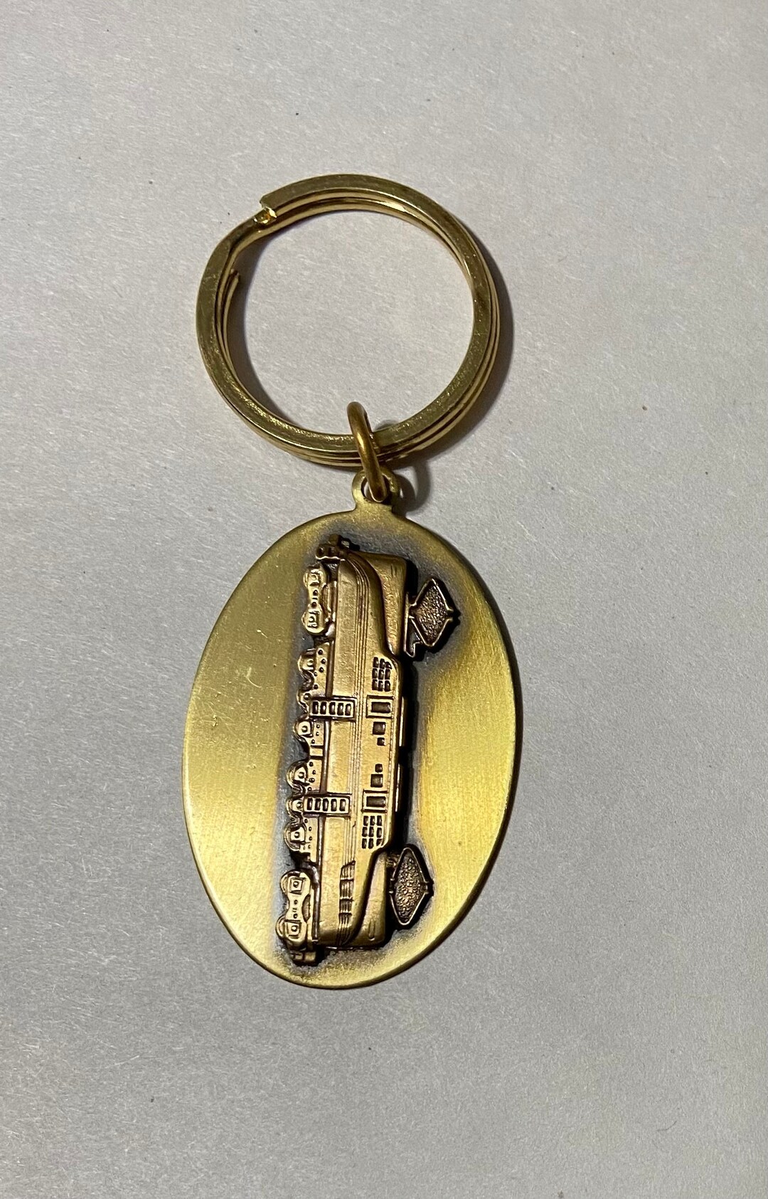 Electric Train Engine Design Brass Keyring, Key Fob, Key Holder- Medium ...