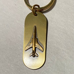 Brass Keyring, Key Fob, Jet Plane Design Key Holder- Medium Oval ...