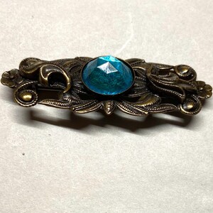 Antique Look Brass Pin/brooch - Bar/collar Pin With Transparent ...