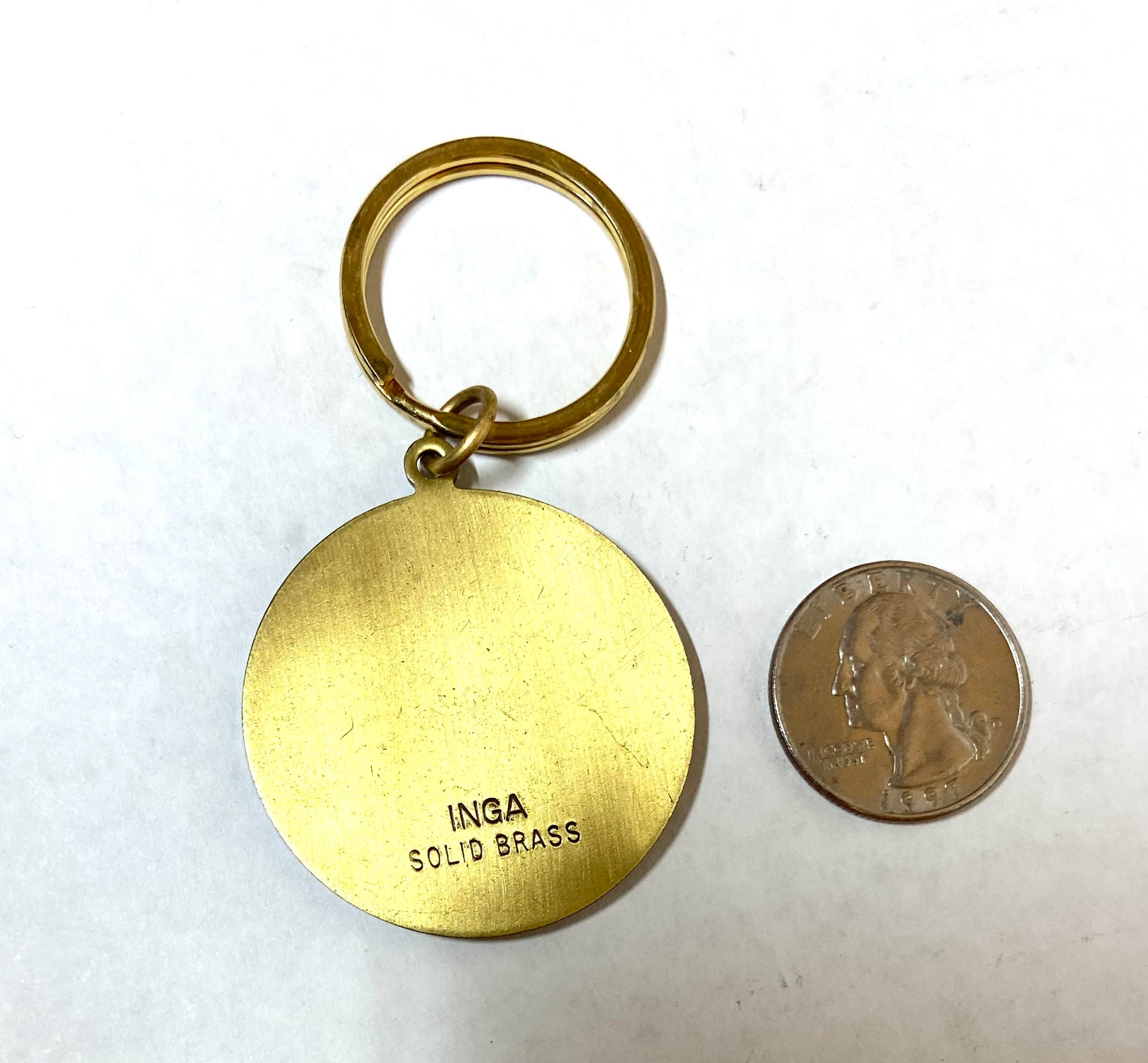 Brass Keyring, Key Fob, Seahorse Design Key Holder Medium Round Keyring ...