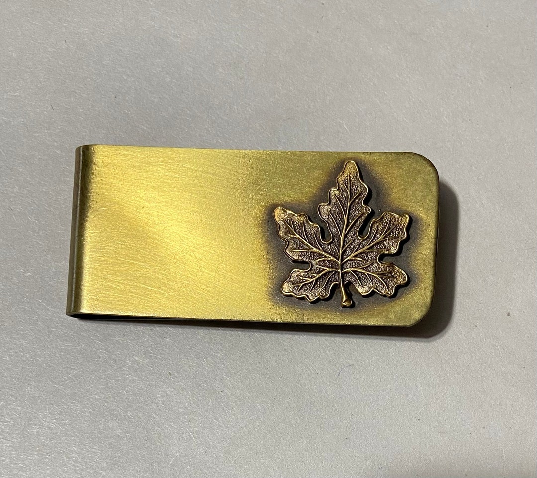Solid Brass Maple Leaf Money Clip, Antique Finish - Etsy