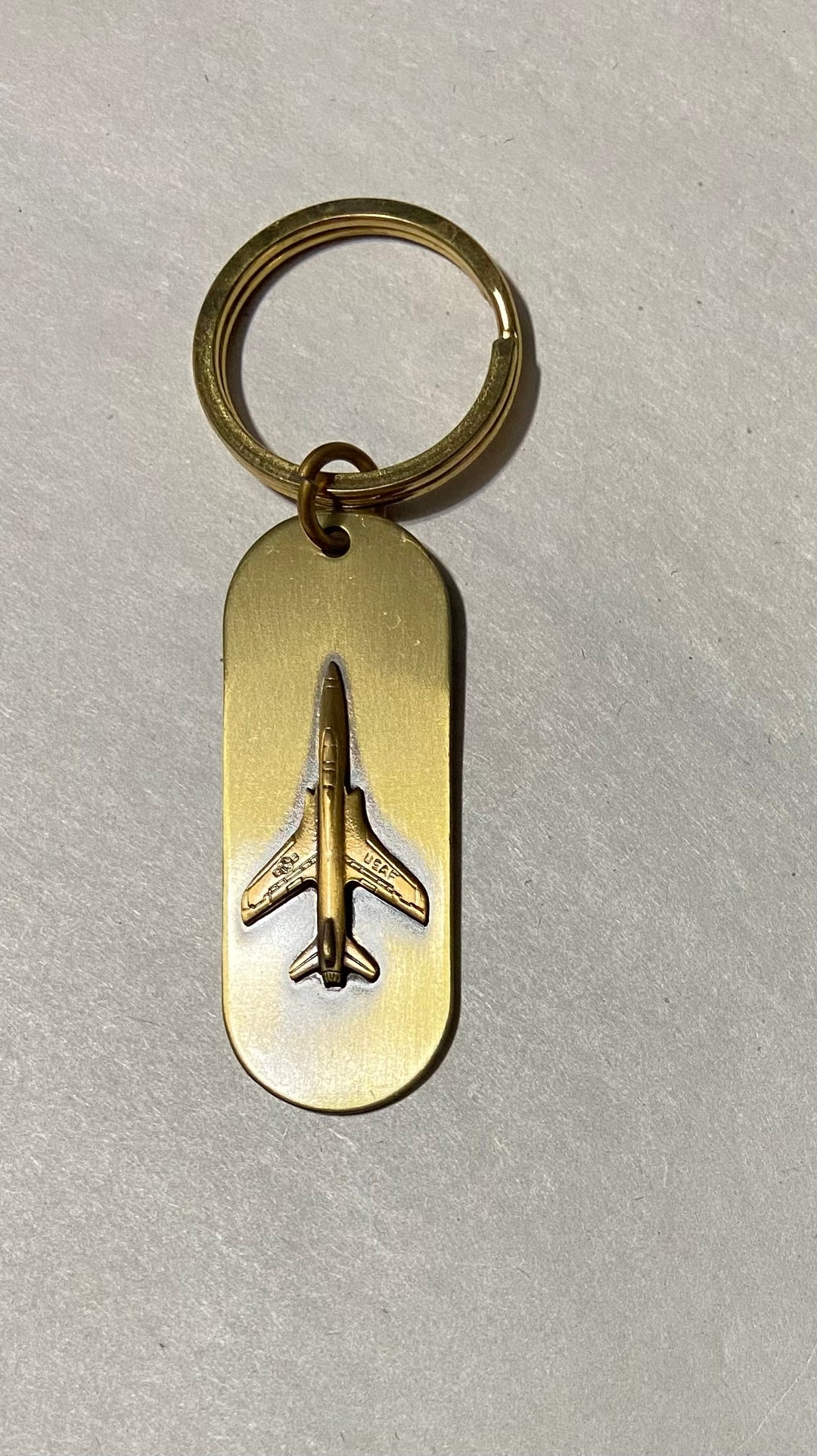 Brass Keyring, Key Fob, Jet Plane Design Key Holder- Medium Oval ...