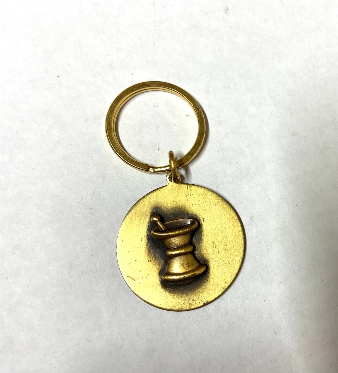 Brass Keyring, Key Fob, Mortar and Pestle Design Key Holder- Medium ...