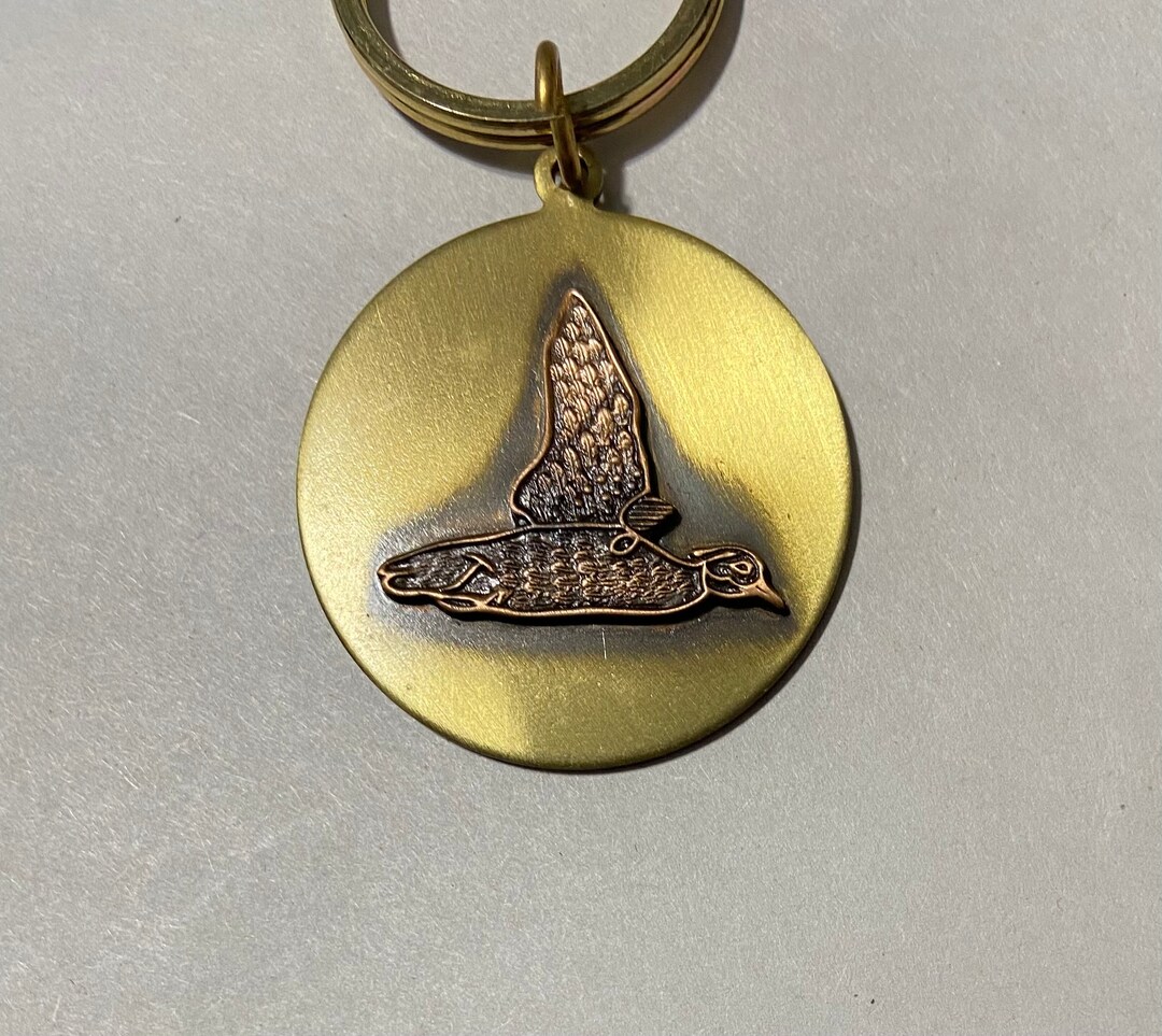 Solid Brass Wood Duck Keyring, Vintage Style Key Fob - Etsy