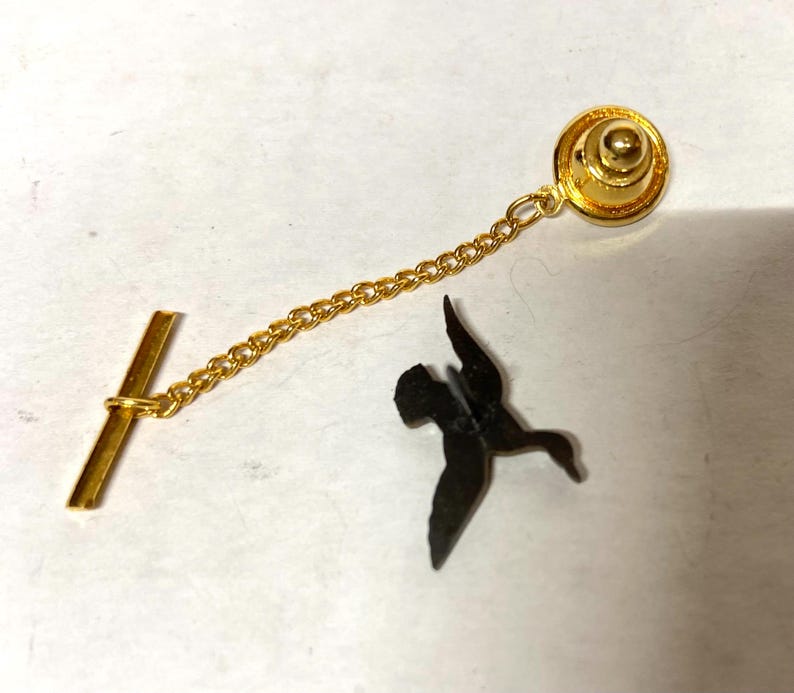 Brass Bird Tie Tac, Antique Finish, Flying Duck Tac Pin - Etsy