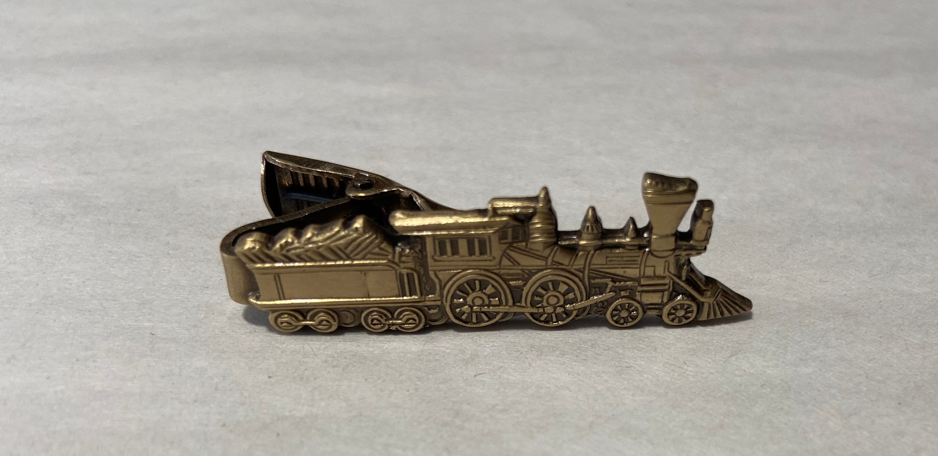 Brass Tie Bar, Cow Catcher Train Design Tie Clip, Locomotive Train ...