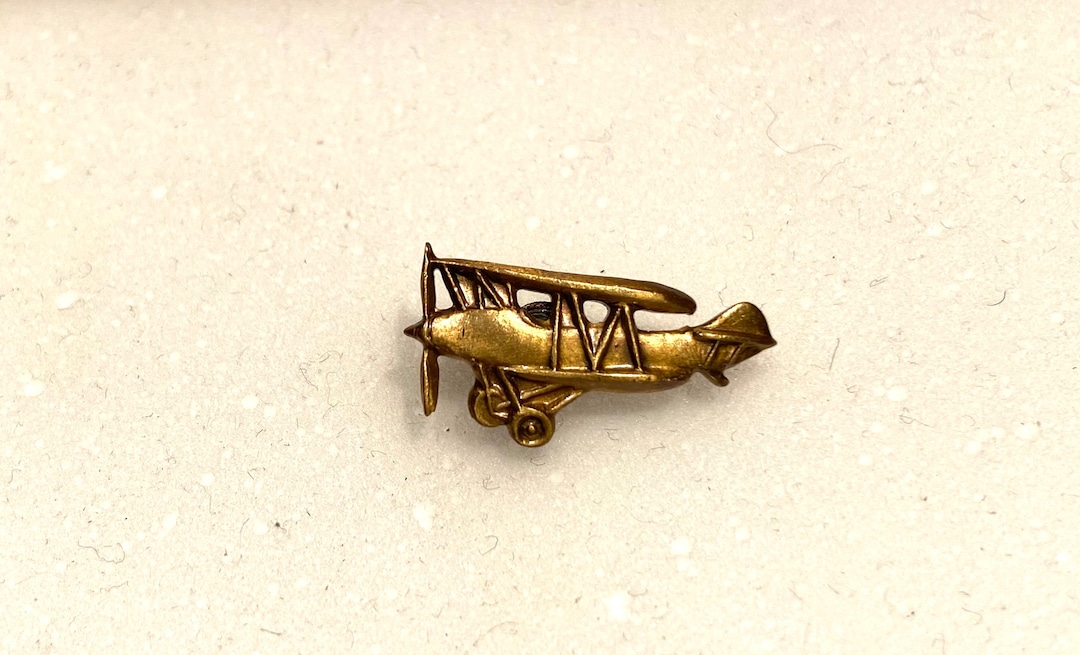 Brass Tie Tac, Bi-plane Design Tie Tac, Airplane Tac/ Hat Pin - Etsy