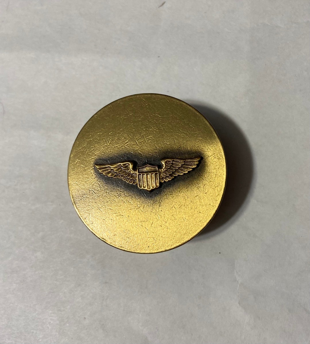 Solid Brass Round Paperweight With an Army Wings Design, Military ...