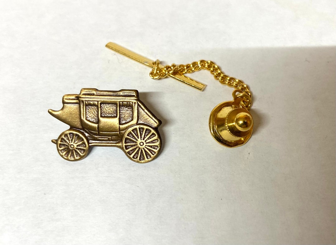 Brass Tie Tac, Stage Coach Design Tie Tac, Western Tac/ Hat Pin - Etsy