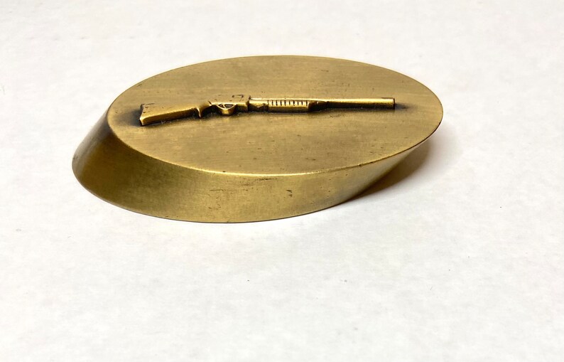 Solid Brass Paperweight With a Rifle Design, Hunting Design Paperweight ...