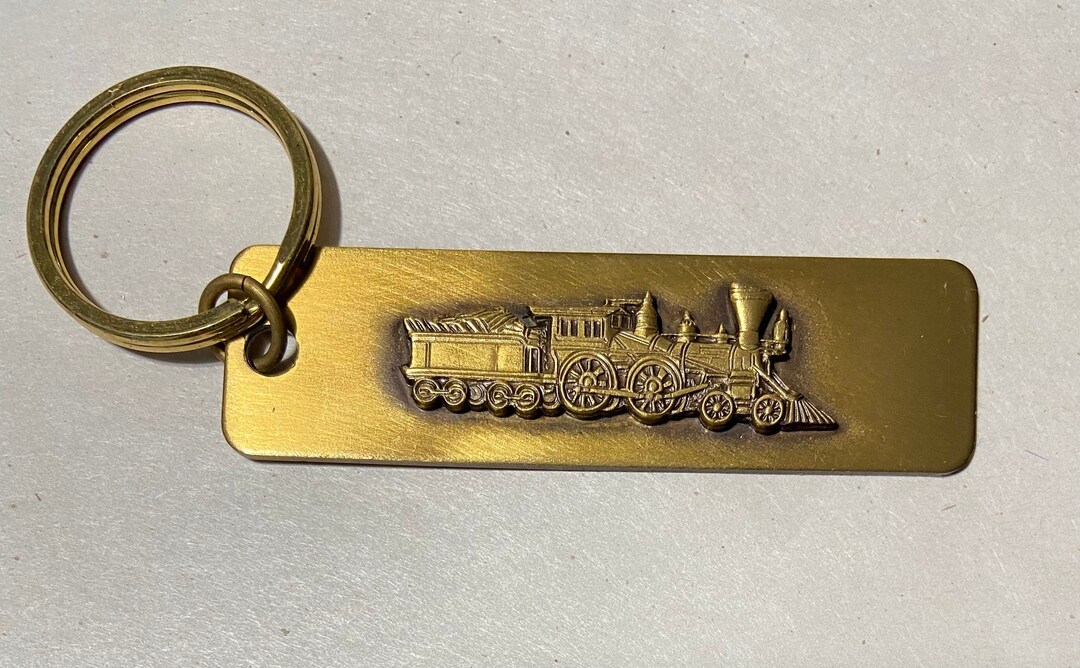 Brass Train Engine Keyring, Antique Finish - Etsy