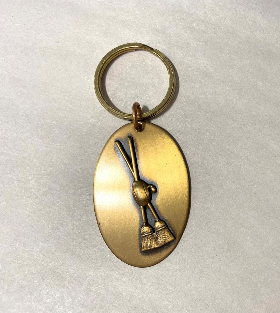 Curling Sport Design Brass Keyring, Key Fob, Key Holder Medium Oval ...
