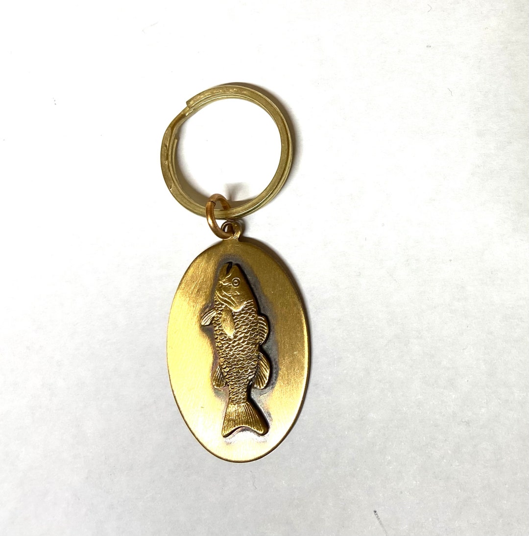 Brass Keyring, Key Fob, Fish Design Key Holder- Medium Oval Keyring- - Etsy