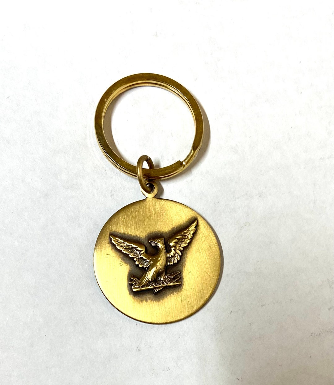 Eagle Design Solid Brass Key Holder- Medium Round Keyring- Zipper Pull ...