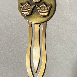 Three Crowns Brass Bookmark, Page Marker With 3 Crowns. Metal Bookmark ...