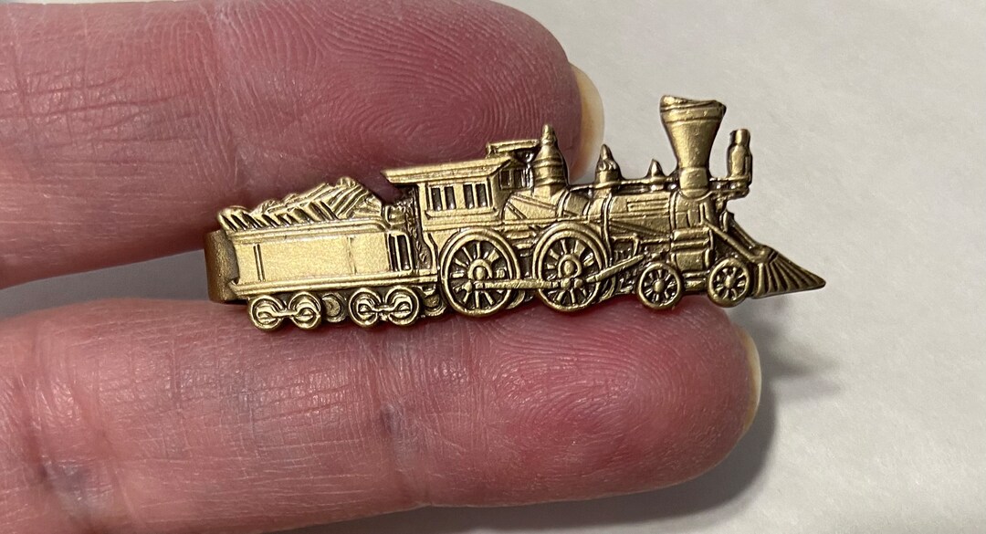 Brass Tie Bar, Cow Catcher Train Design Tie Clip, Locomotive Train ...